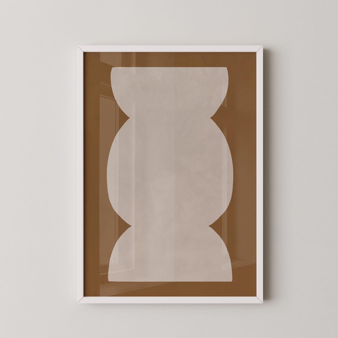 Art Print of Beige Abstract Shape on Brown Background - Etsy