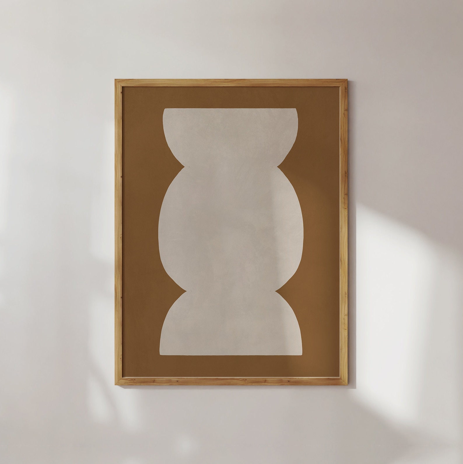 Art Print of Beige Abstract Shape on Brown Background - Etsy