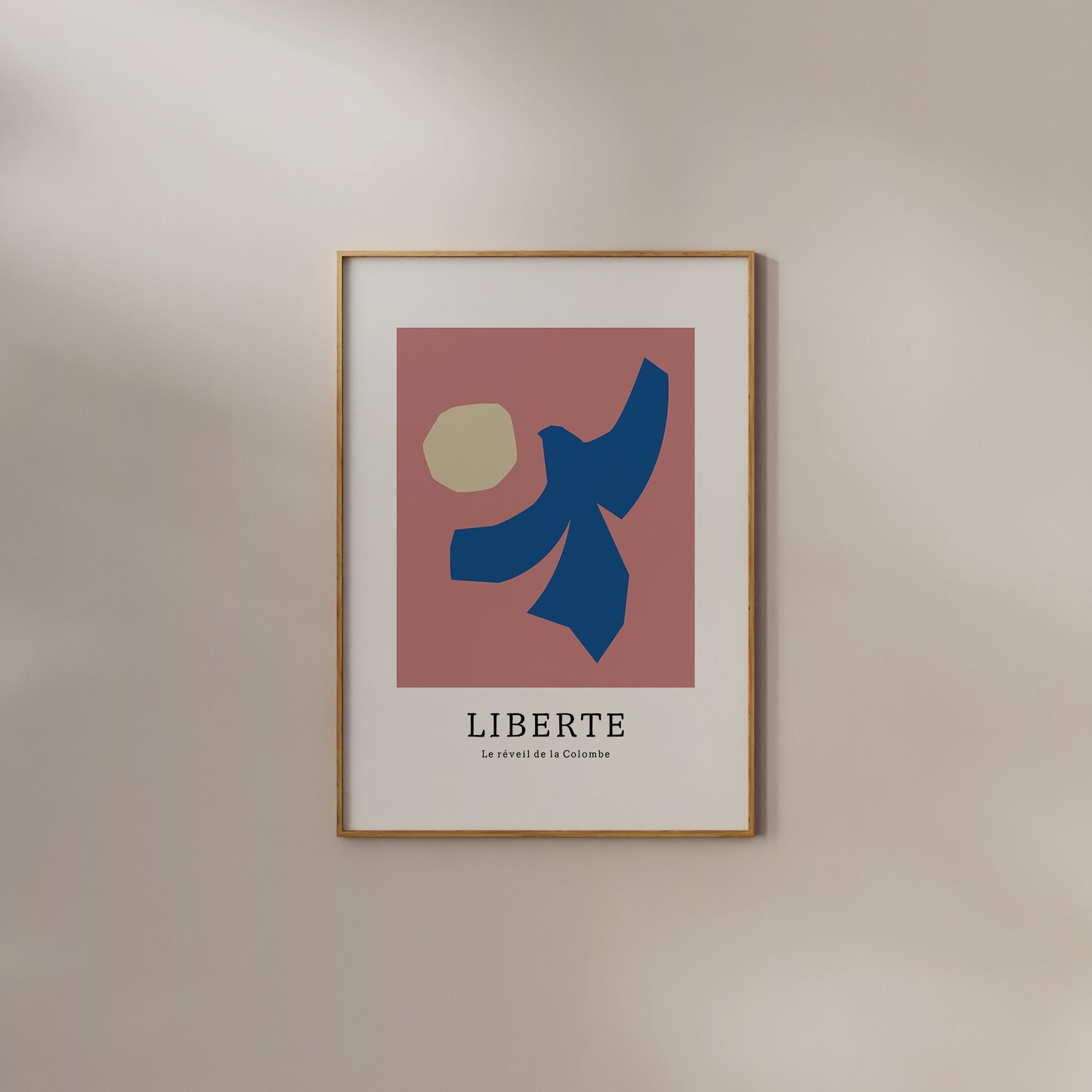 Illustration of Blue Abstract Dove on Pink Background Matisse Style ...