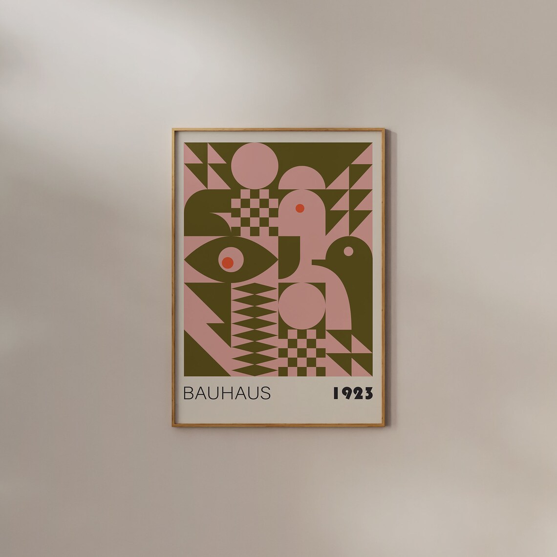 Bauhaus Modern Poster: Pink and Olive Green Print - Digital Download ...