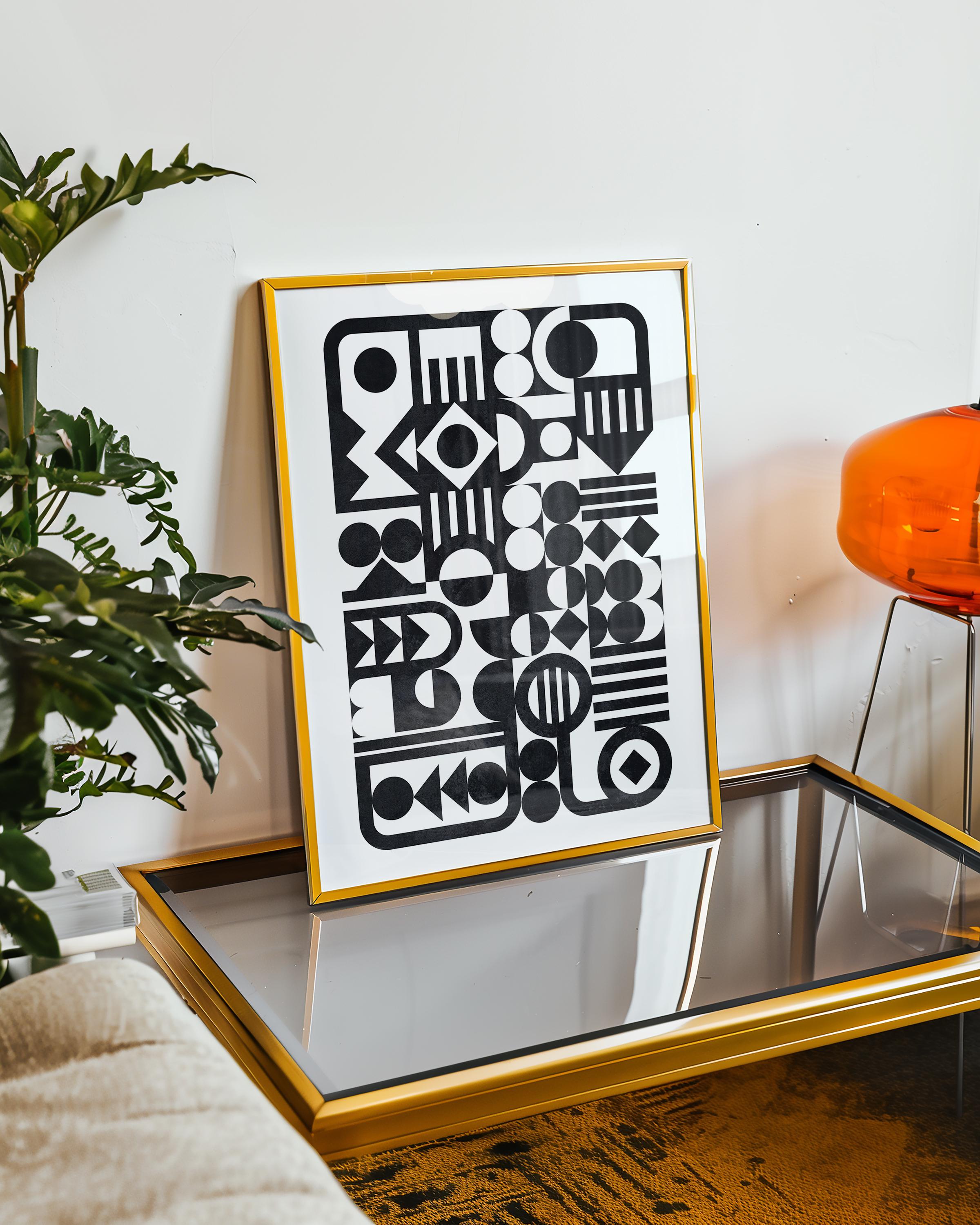 Large Mid Century Modern Bauhaus Poster, Art Deco Influenced ...