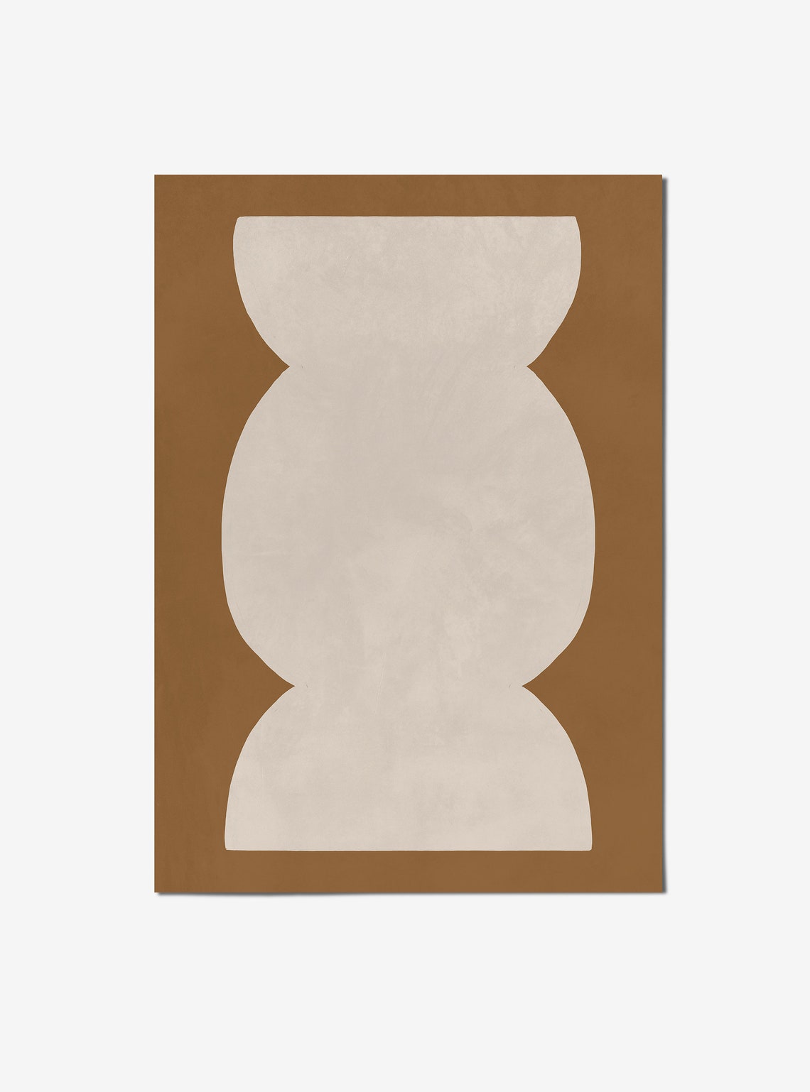 Art Print of Beige Abstract Shape on Brown Background - Etsy