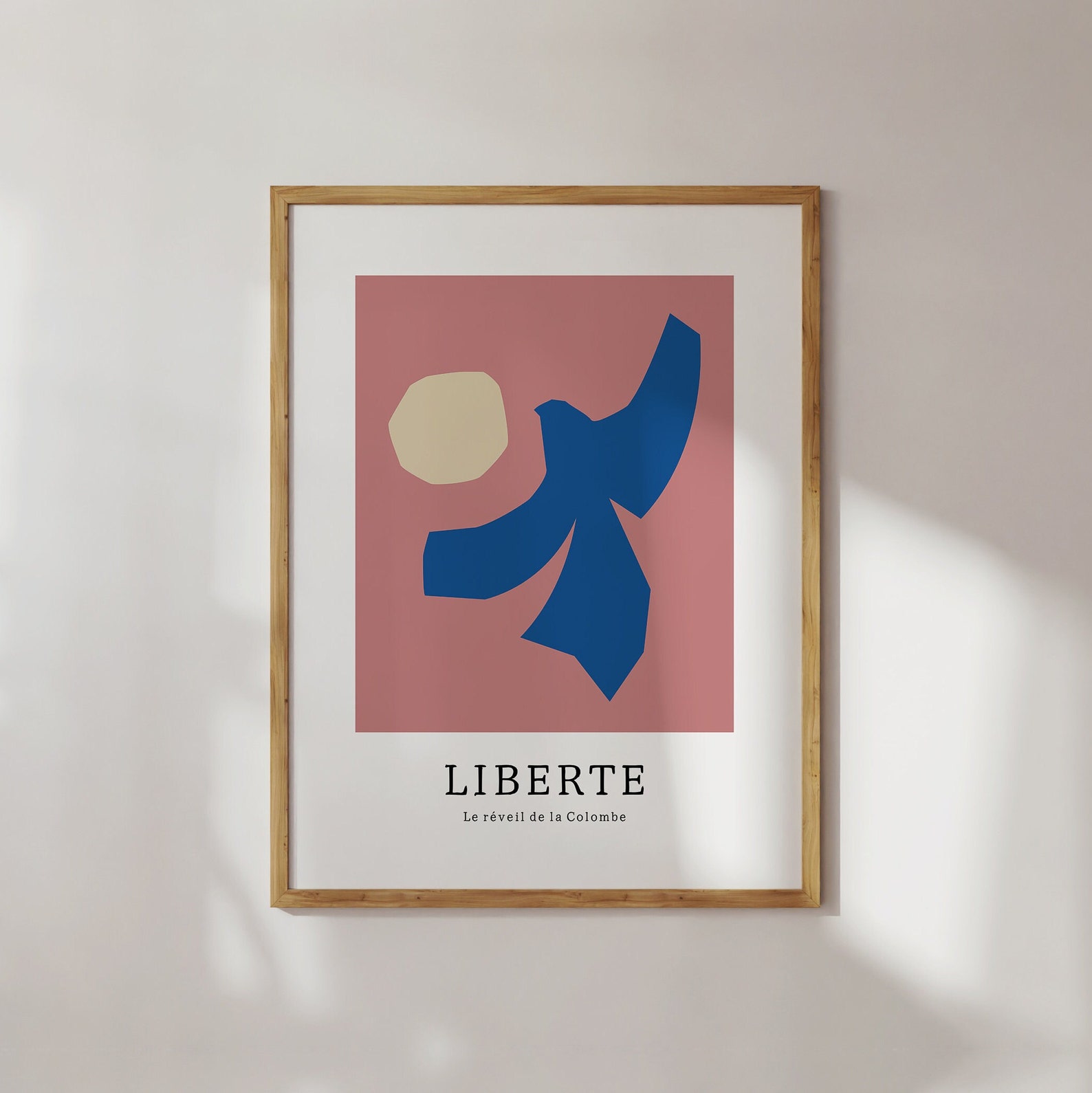 Illustration of Blue Abstract Dove on Pink Background Matisse Style ...