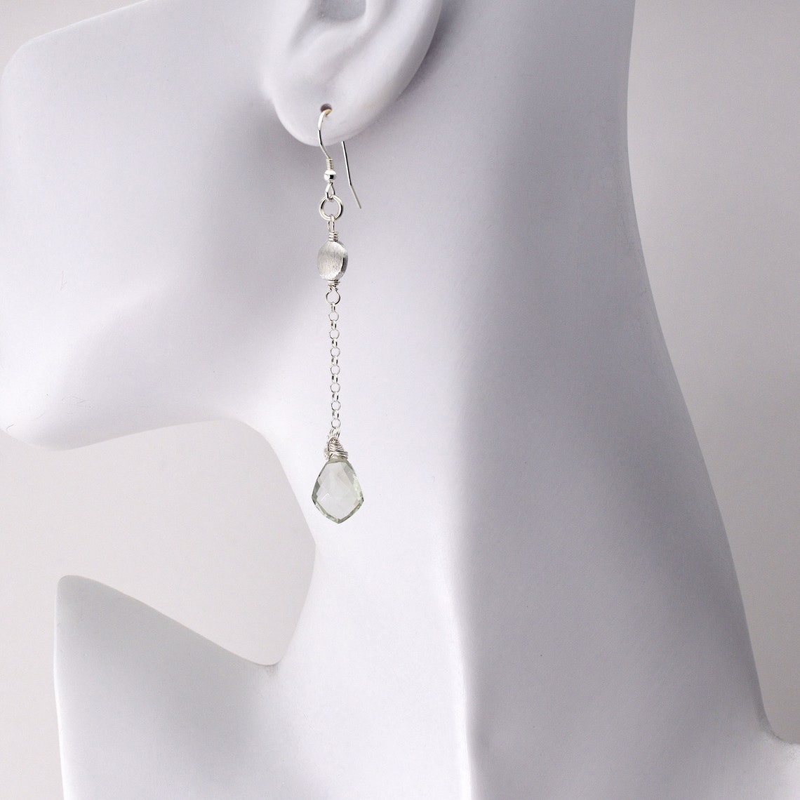 Prasiolite Earrings 925 Sterling Silver Kingman Turquoise Gemstone ...