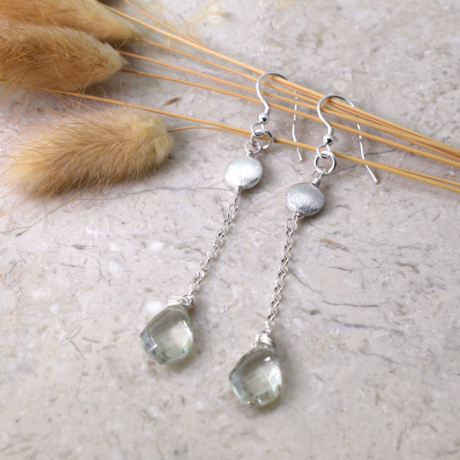 Prasiolite Earrings 925 Sterling Silver Kingman Turquoise Gemstone ...