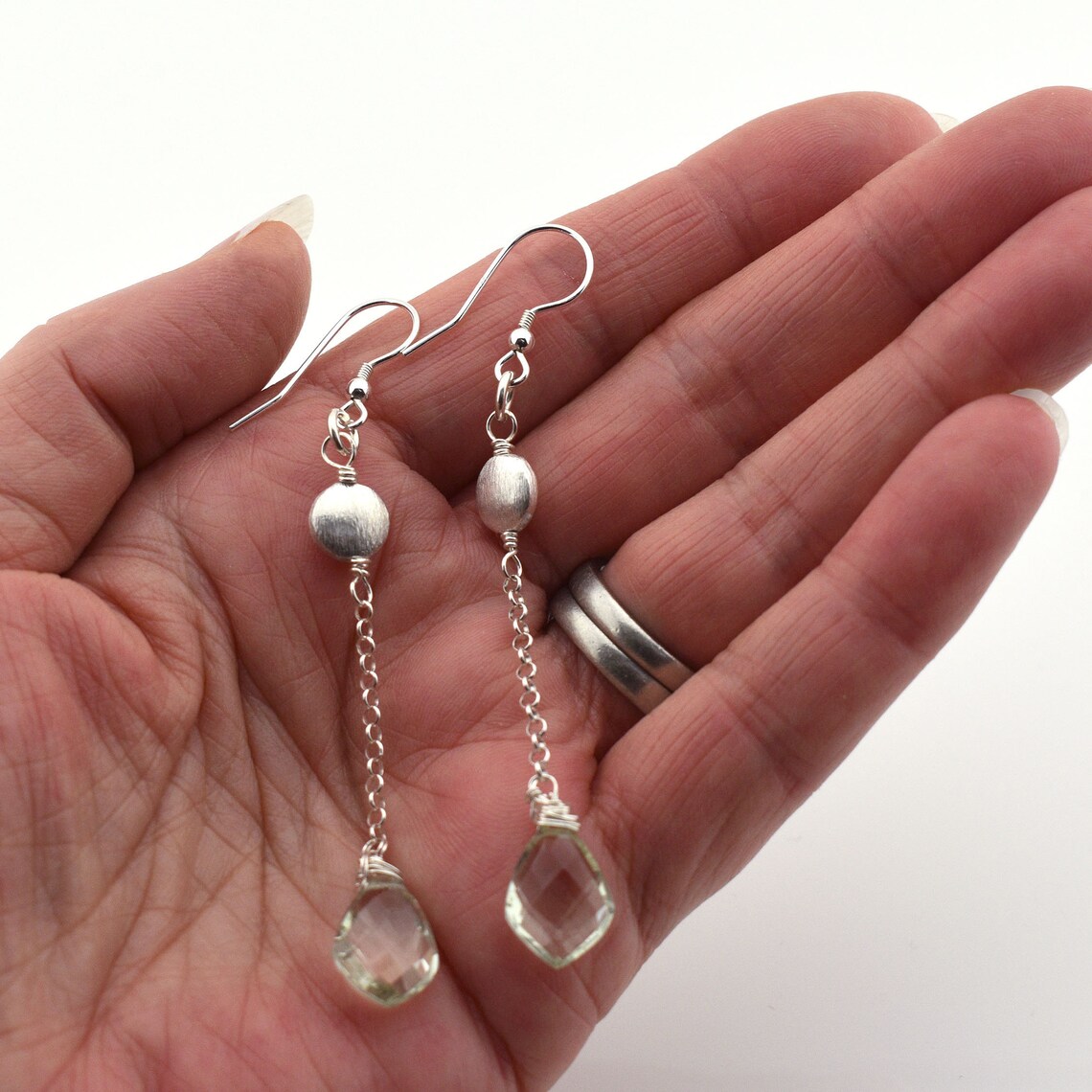 Prasiolite Earrings 925 Sterling Silver Kingman Turquoise Gemstone ...