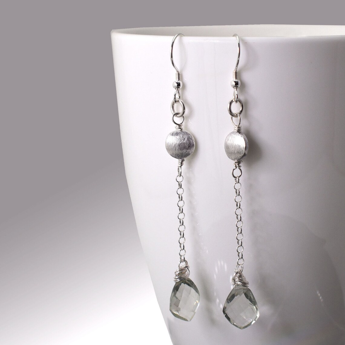 Prasiolite Earrings 925 Sterling Silver Kingman Turquoise Gemstone ...