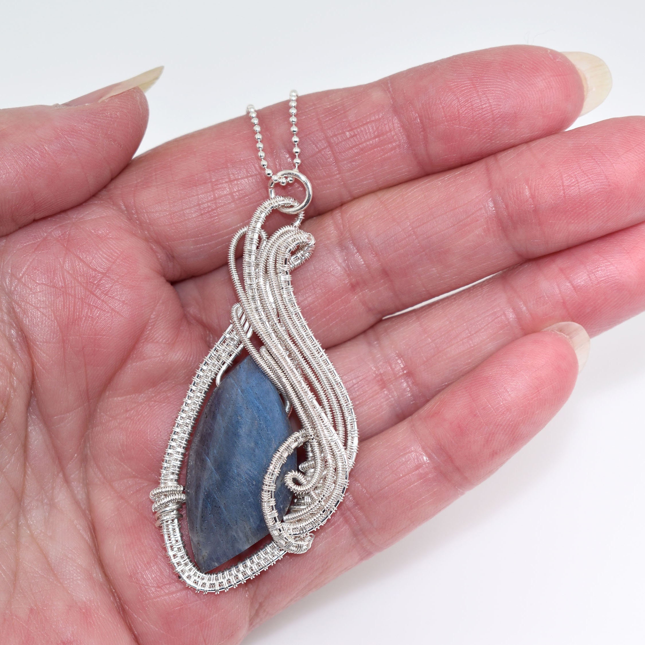 Labradorite Pendant-925 Sterling Silver Wire Wrapped Gemstone Pendant ...