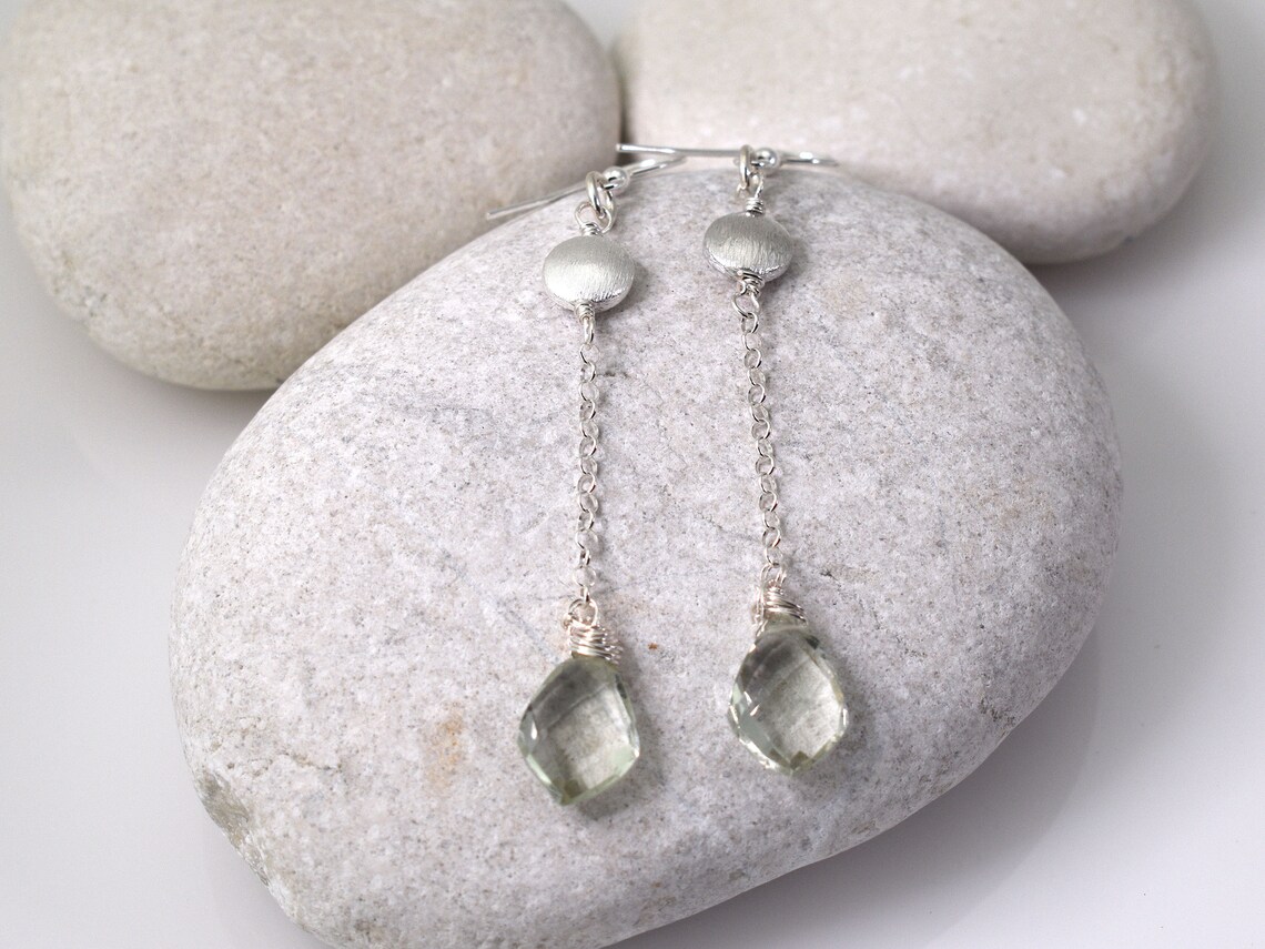 Prasiolite Earrings 925 Sterling Silver Kingman Turquoise Gemstone ...