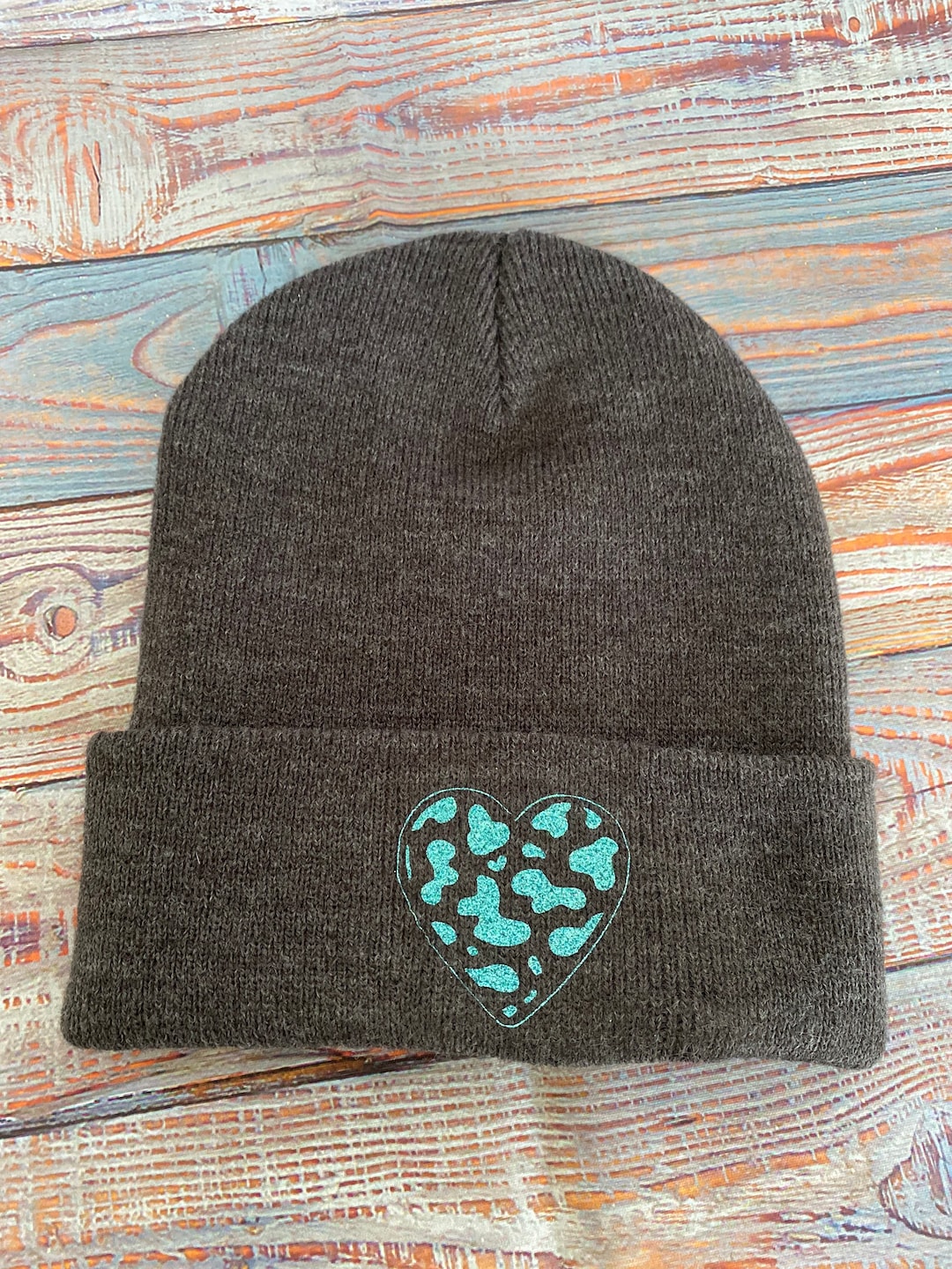 Cow Print Beanie, Teal Cow Print Beanie, Cow Print, Farm Hats, Beanies ...