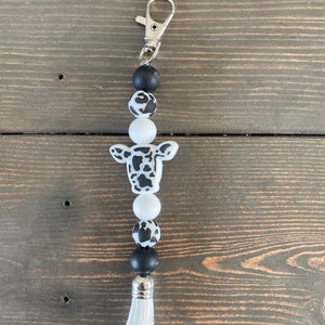 Cow Keychain, Cows, Keychains, Silicone Bead Keychain, Bead Keychains ...