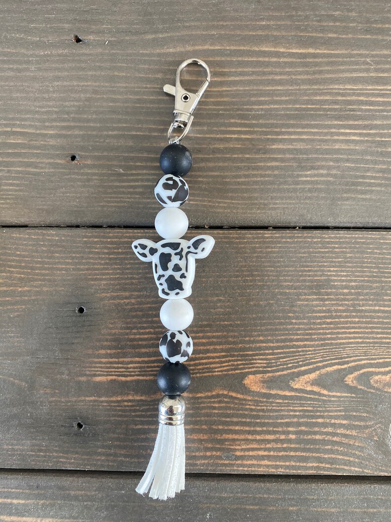 Cow Keychain, Cows, Keychains, Silicone Bead Keychain, Bead Keychains ...
