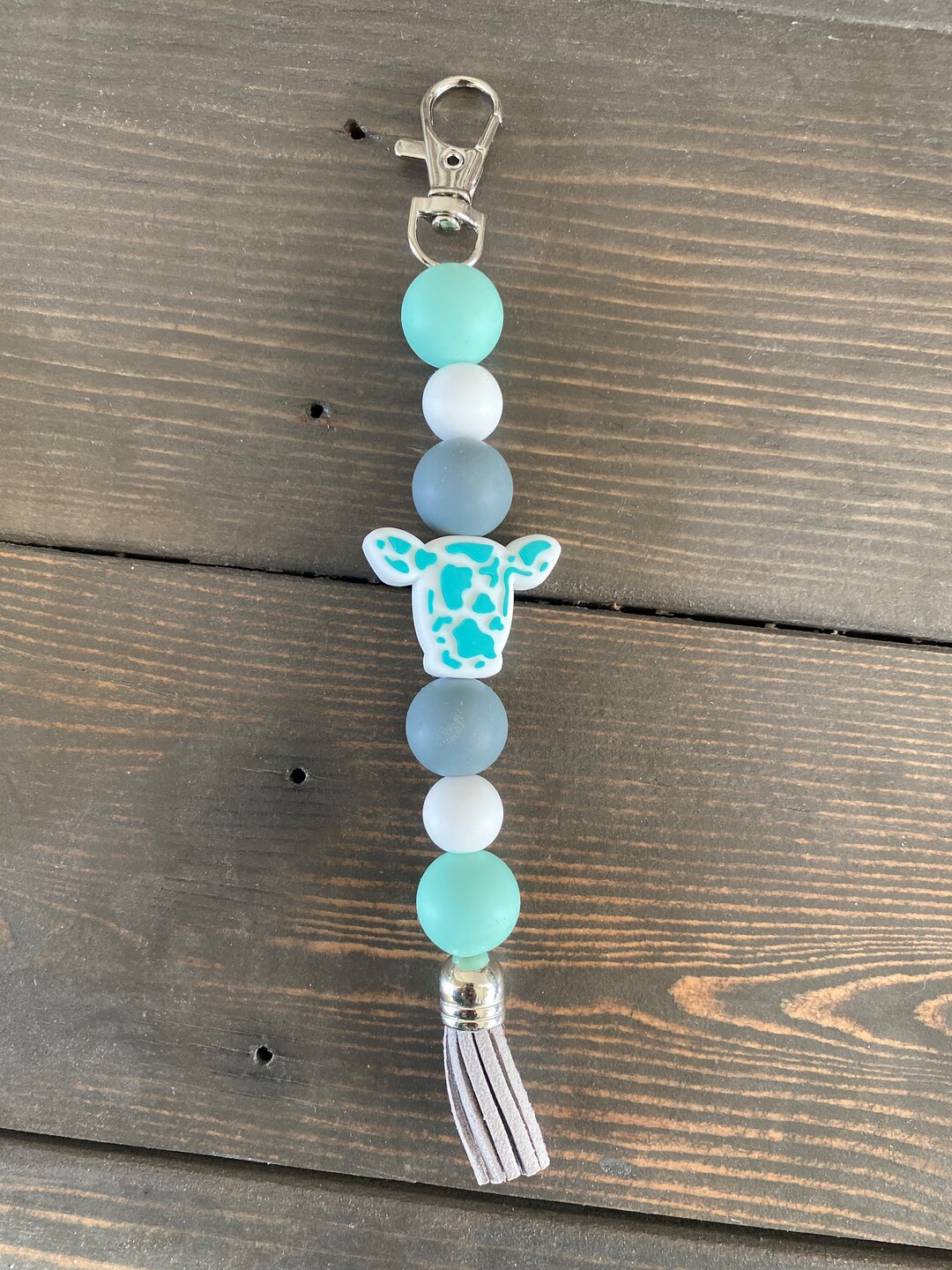 Cow Keychain, Cows, Keychains, Silicone Bead Keychain, Bead Keychains ...