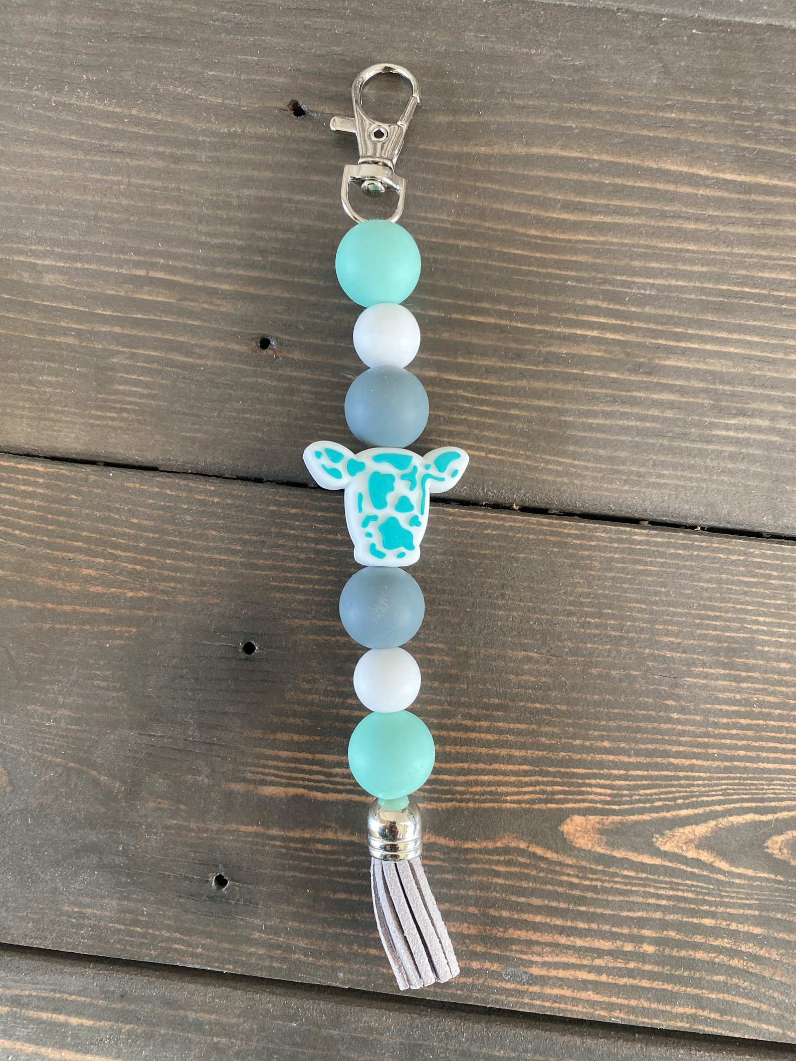 Cow Keychain, Cows, Keychains, Silicone Bead Keychain, Bead Keychains ...