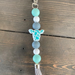 Cow Keychain, Cows, Keychains, Silicone Bead Keychain, Bead Keychains ...