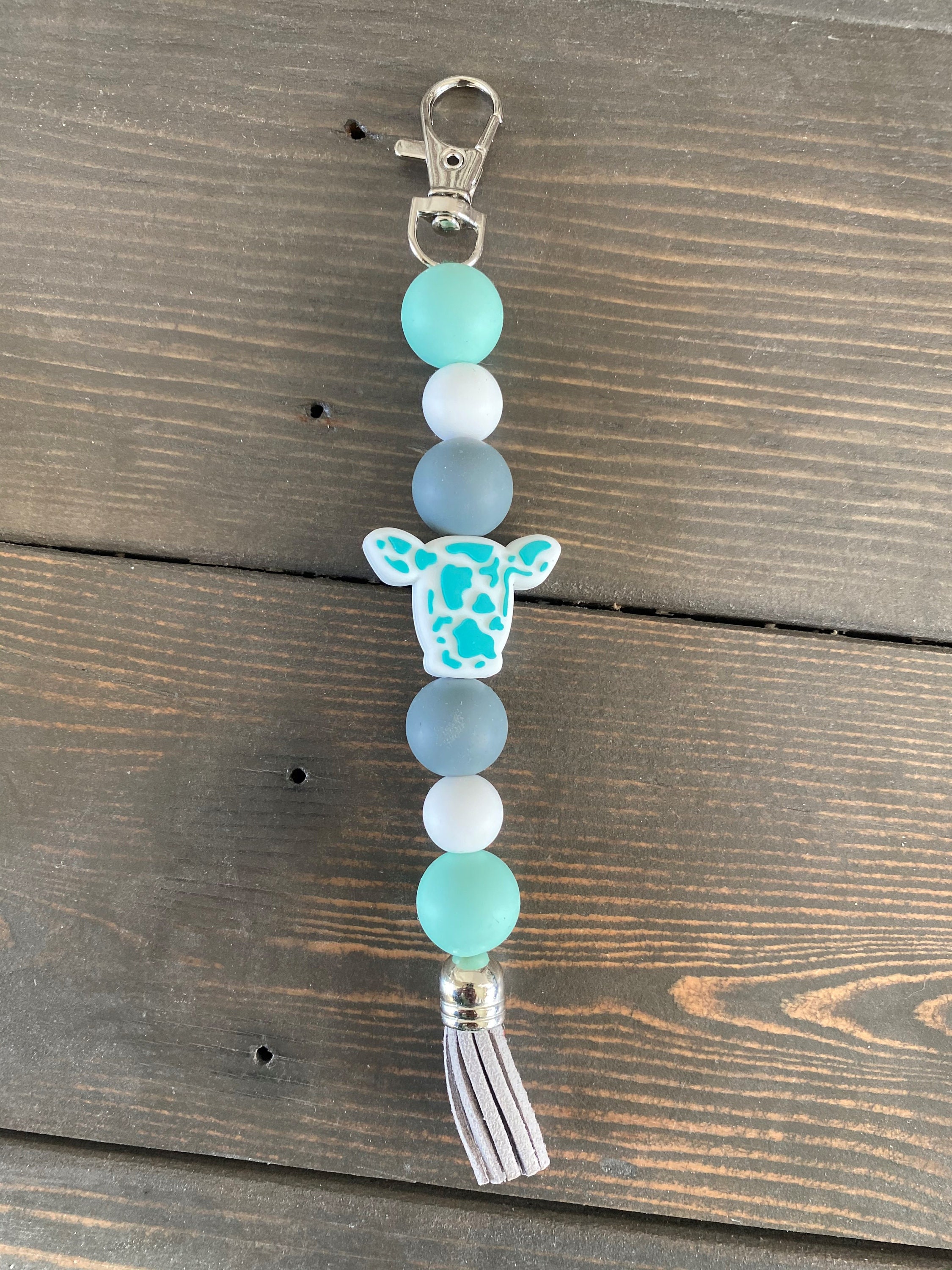 Cow Keychain, Cows, Keychains, Silicone Bead Keychain, Bead Keychains ...