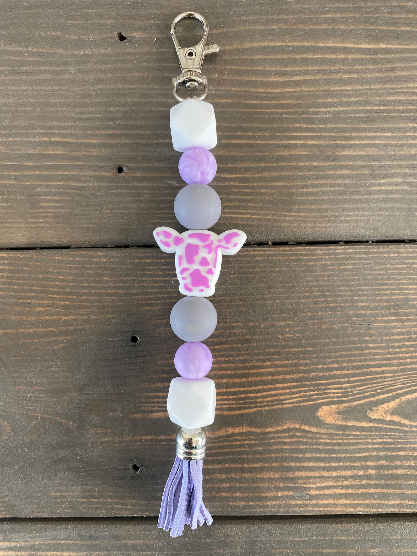 Cow Keychain, Cows, Keychains, Silicone Bead Keychain, Bead Keychains ...