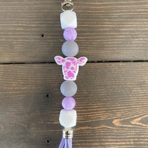 Cow Keychain, Cows, Keychains, Silicone Bead Keychain, Bead Keychains ...