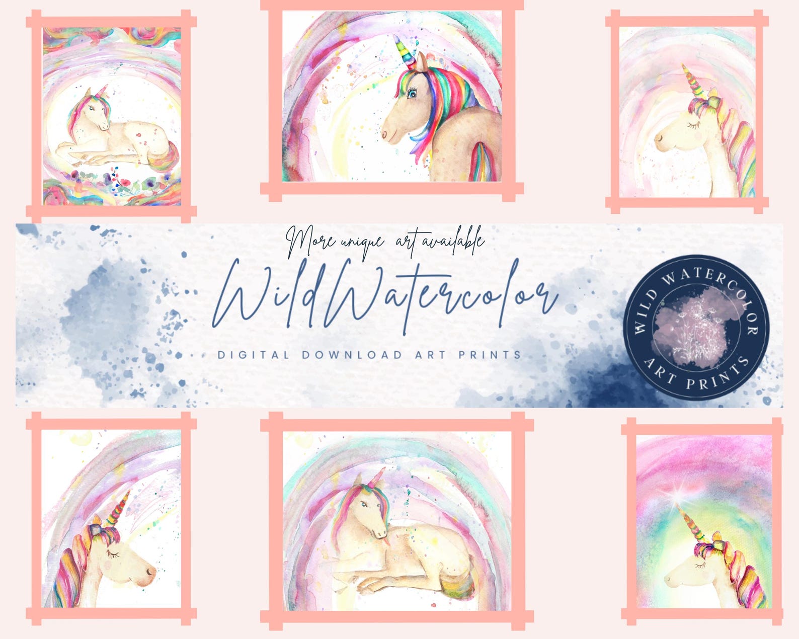 Unicorn Poster Digital Download Files. Portrait Printable Unicorn and ...