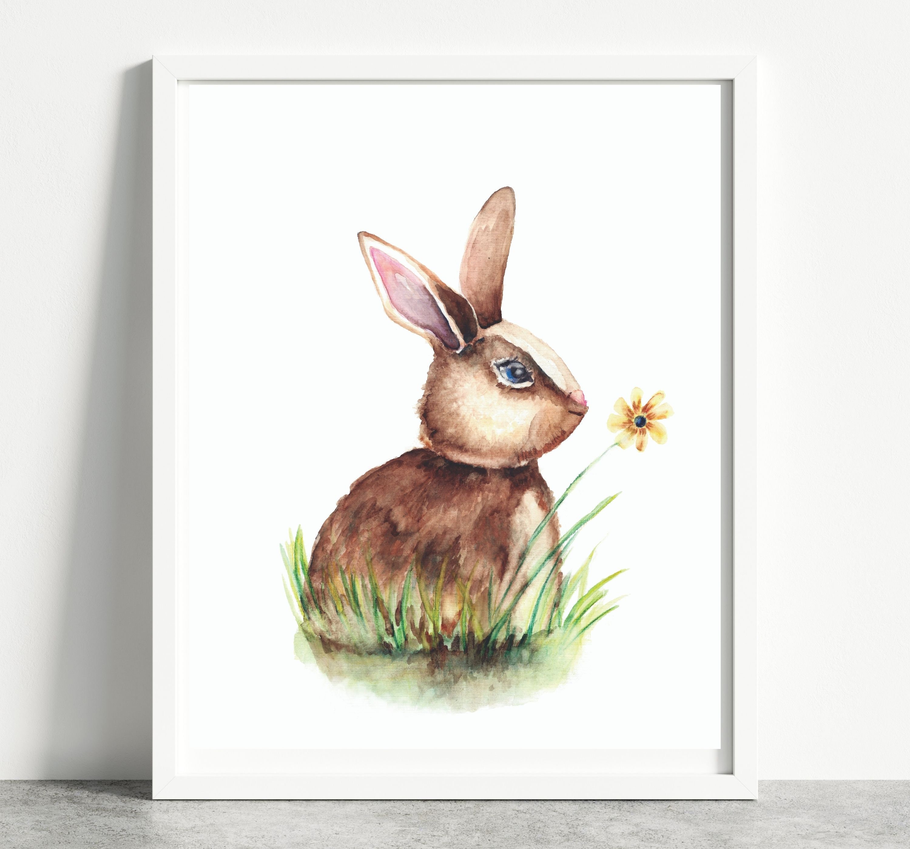 Cute Rabbit Nursery Print Baby Room Decor. Watercolor Rabbit Baby ...
