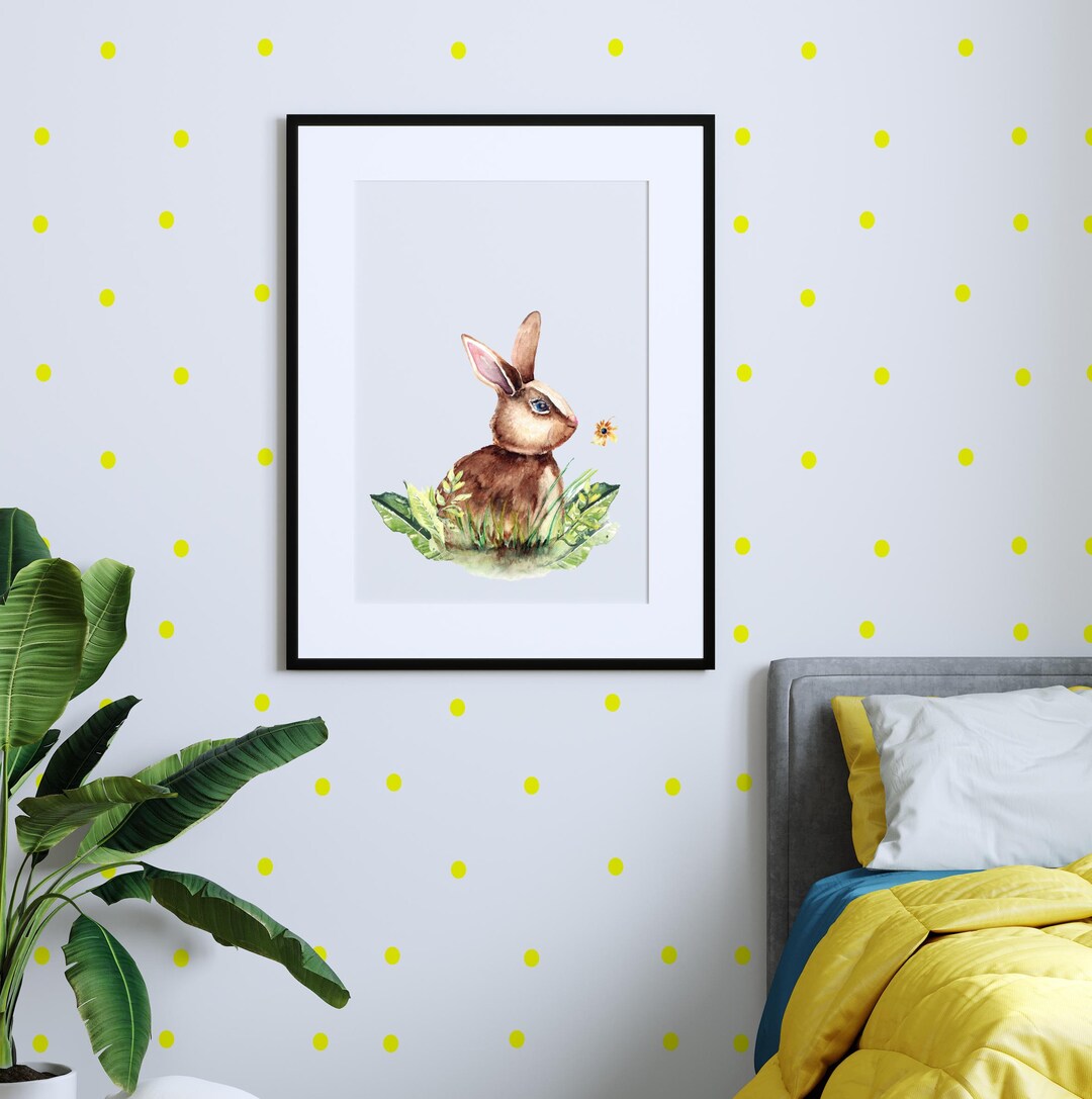 Cute Rabbit Nursery Print Baby Room Decor. Watercolor Rabbit Baby ...