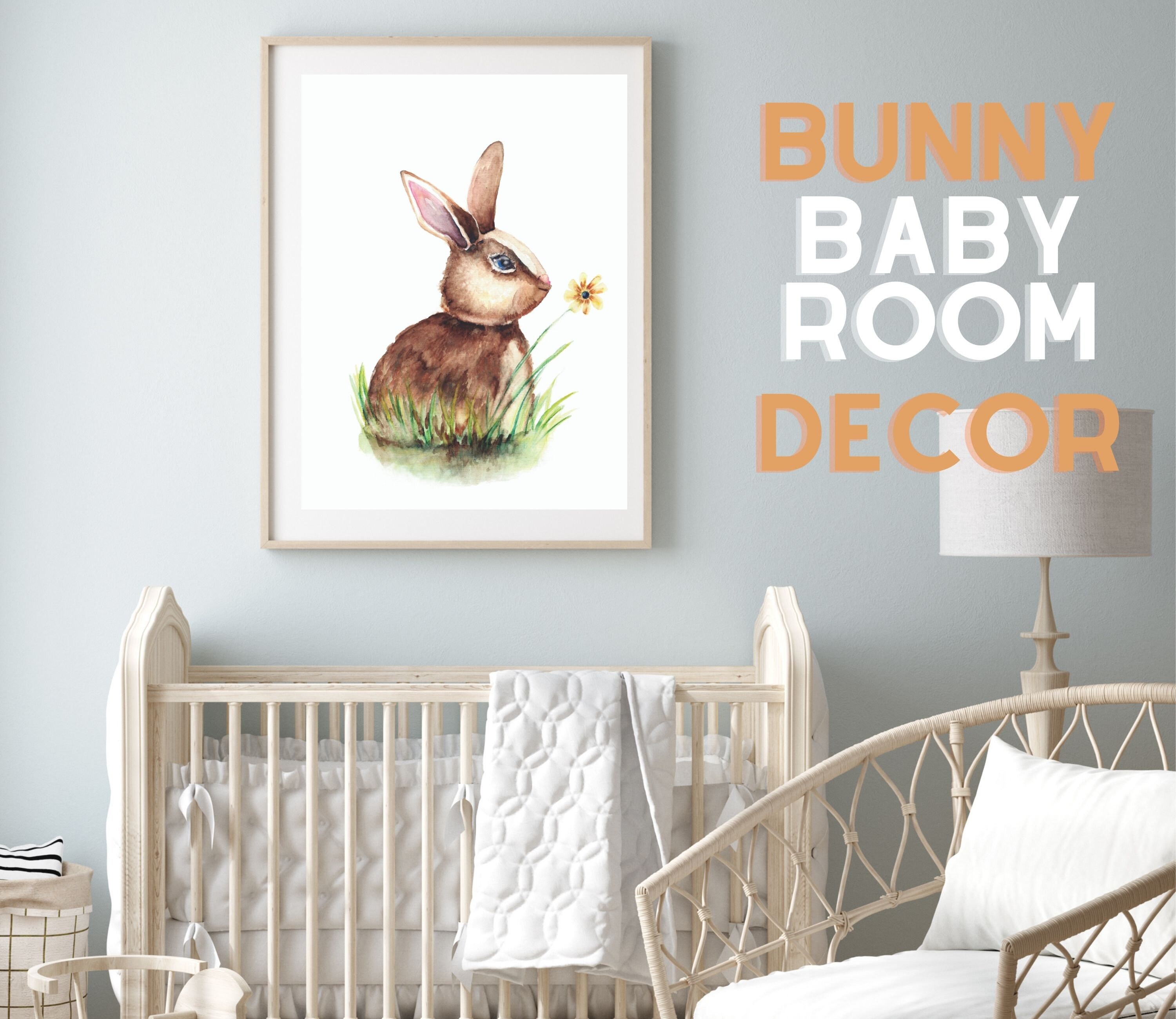 Cute Rabbit Nursery Print Baby Room Decor. Watercolor Rabbit Baby ...