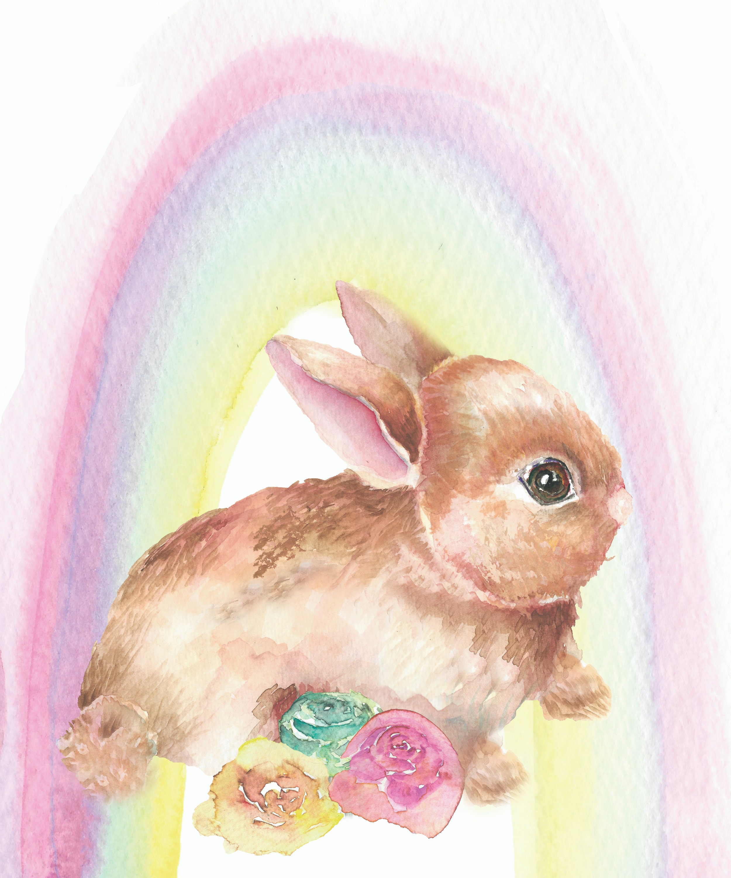 Rainbow Bunny Nursery Instant Download Watercolor Bunny Art - Etsy UK