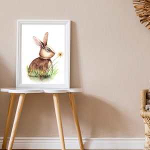 Cute Rabbit Nursery Print Baby Room Decor. Watercolor Rabbit Baby ...