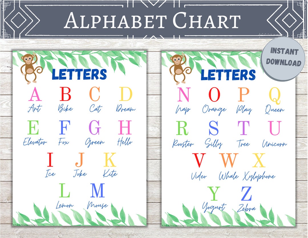 Printable Alphabet Chart Kids Chart Distance Learning - Etsy Australia