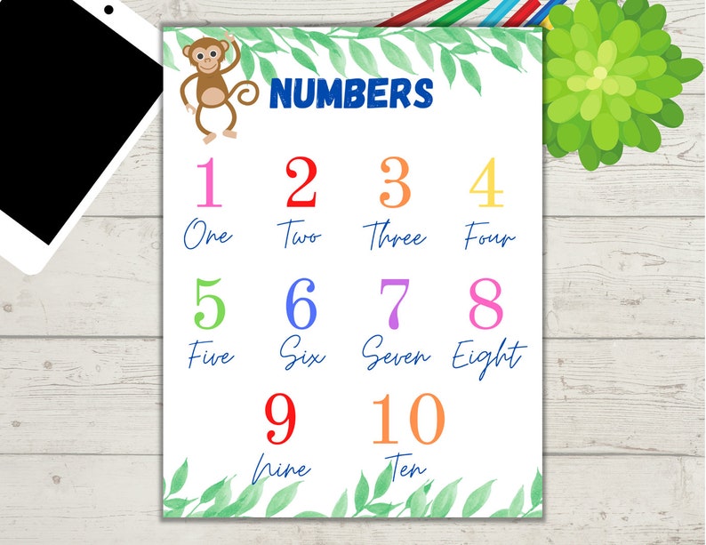 Printable Number Chart Kids Chart Distance Learning - Etsy
