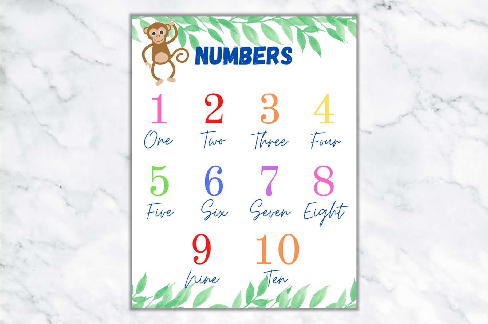 Printable Number Chart Kids Chart Distance Learning - Etsy