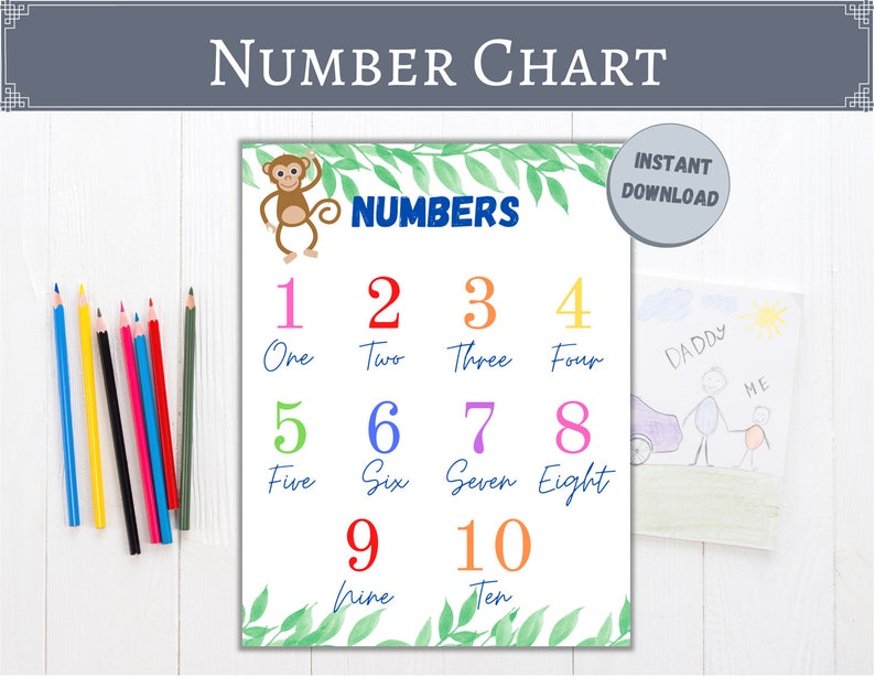 Printable Number Chart Kids Chart Distance Learning - Etsy