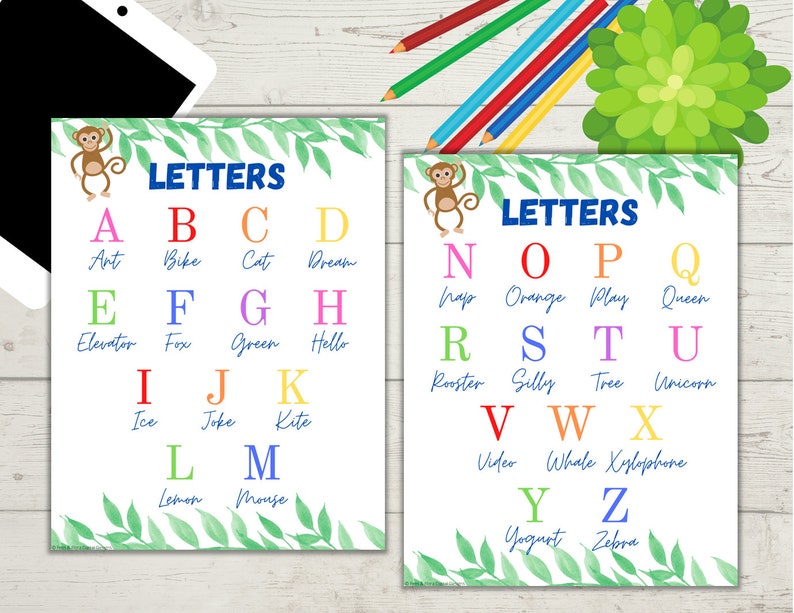 Printable Alphabet Chart Kids Chart Distance Learning - Etsy Australia