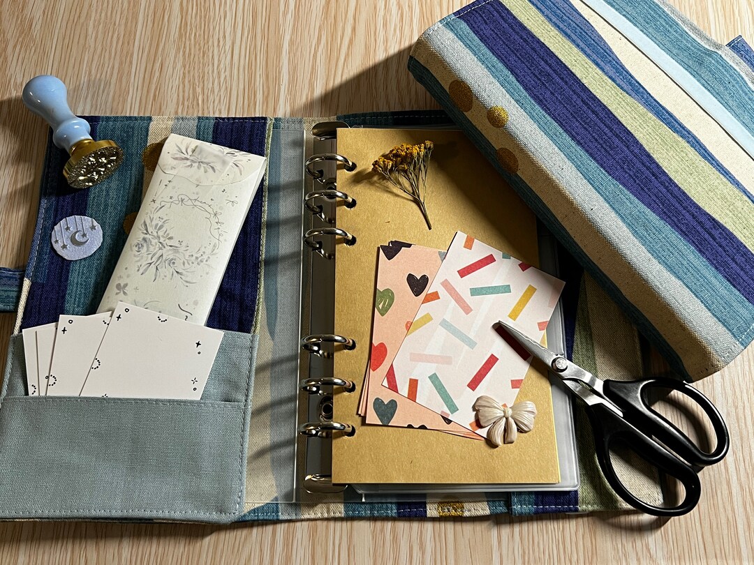 A6 6 Ring Binder With Handmade Cover/stickers Organizer/a6 Journal/cash ...