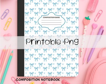Printable Composition Notebook Cover PNG: Croquette Bows, Back to ...