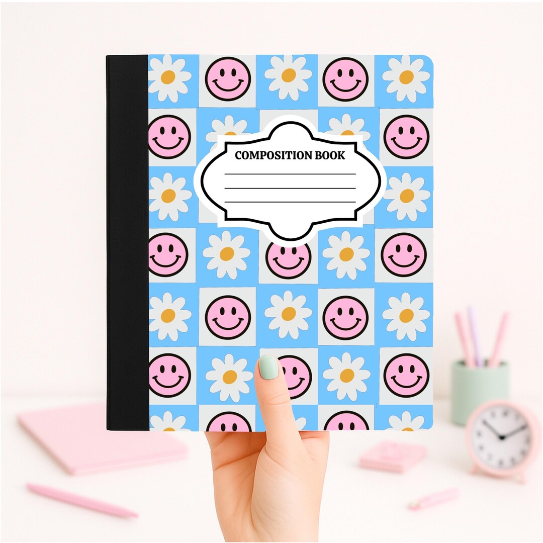 70s Decor Happy Smile Face Notebook Cover PNG | Retro Vintage ...