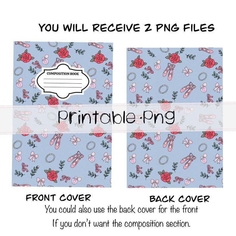Coquette Composition Notebook Cover – Printable PNG, Back to School ...