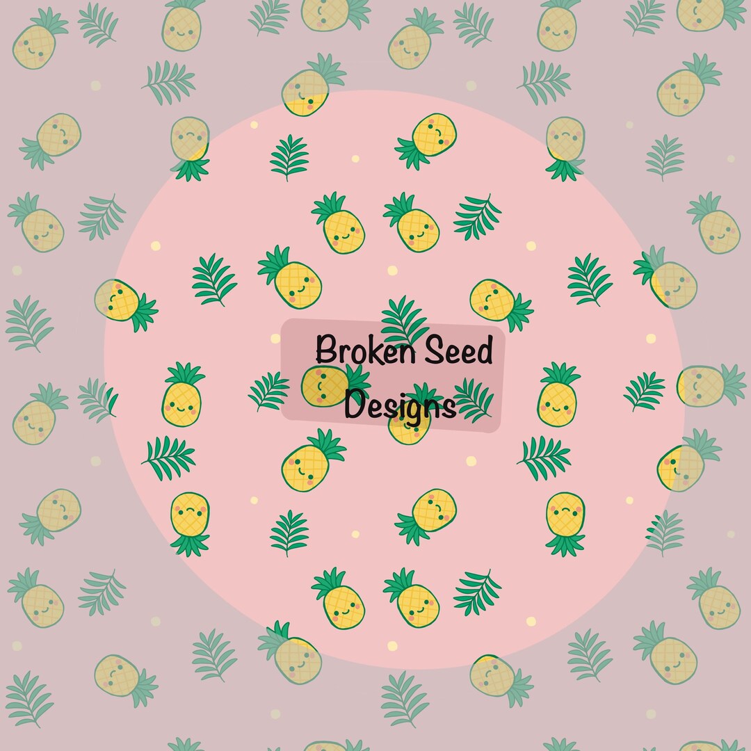 Pink Pineapple Cute Kawaii Seamless Pattern - Etsy