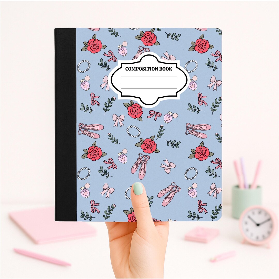 Printable Notebook Cover PNG – Ballet Bow Design, Vintage Composition ...
