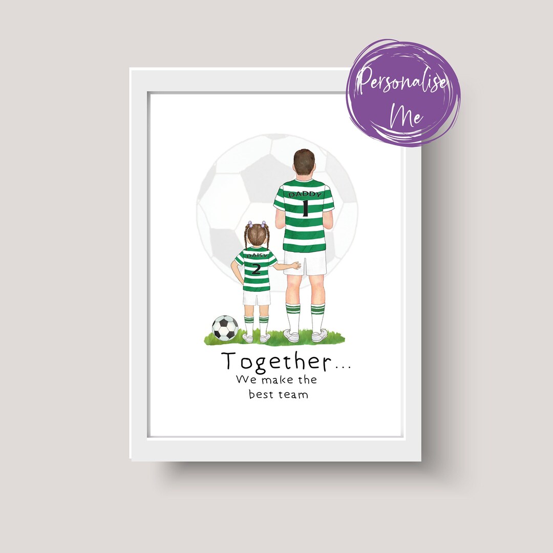 Personalised Celtic Family Football Print, Family Football Print, Team ...