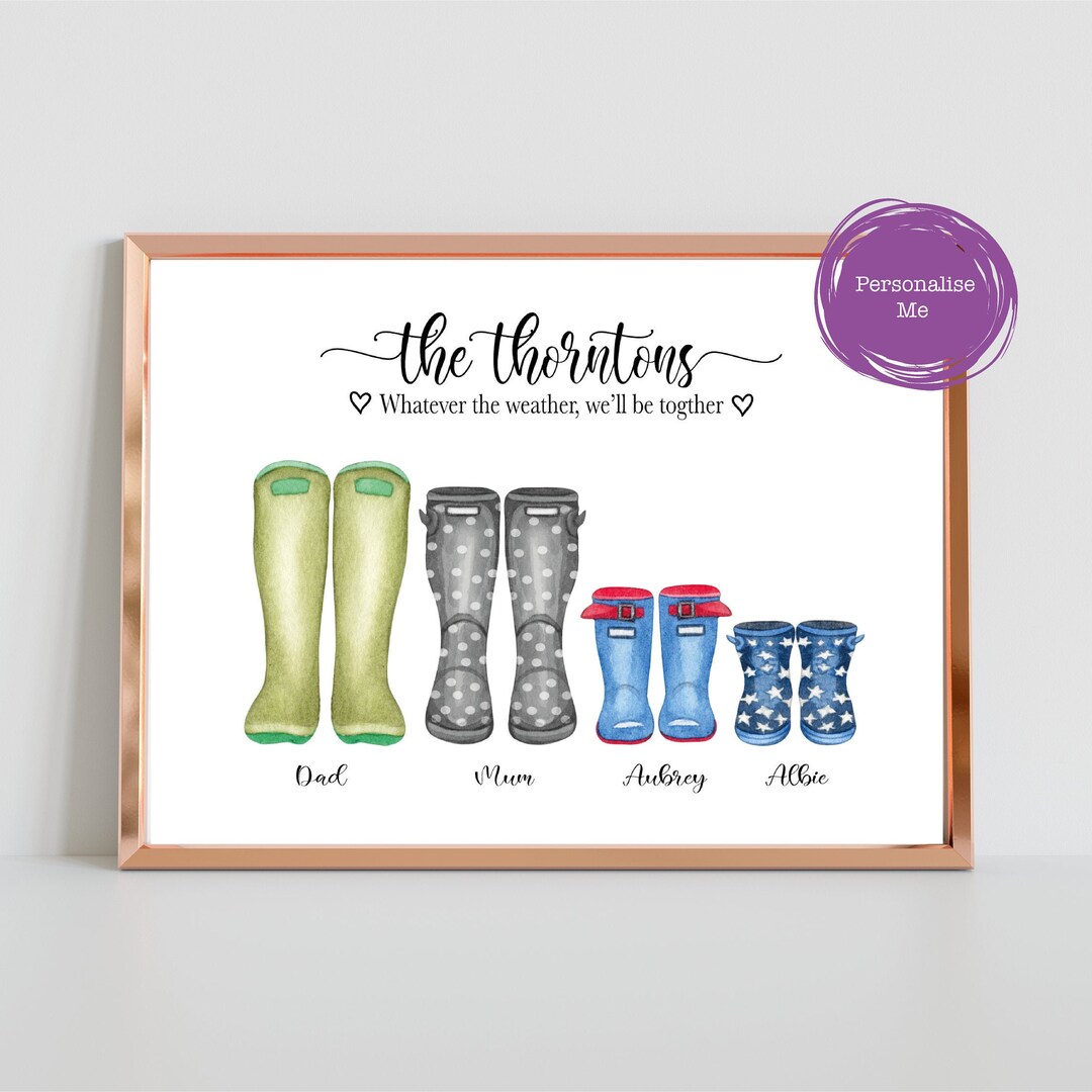 Personalised Family Print, Welly Family Print, Rain Boot Family Print ...