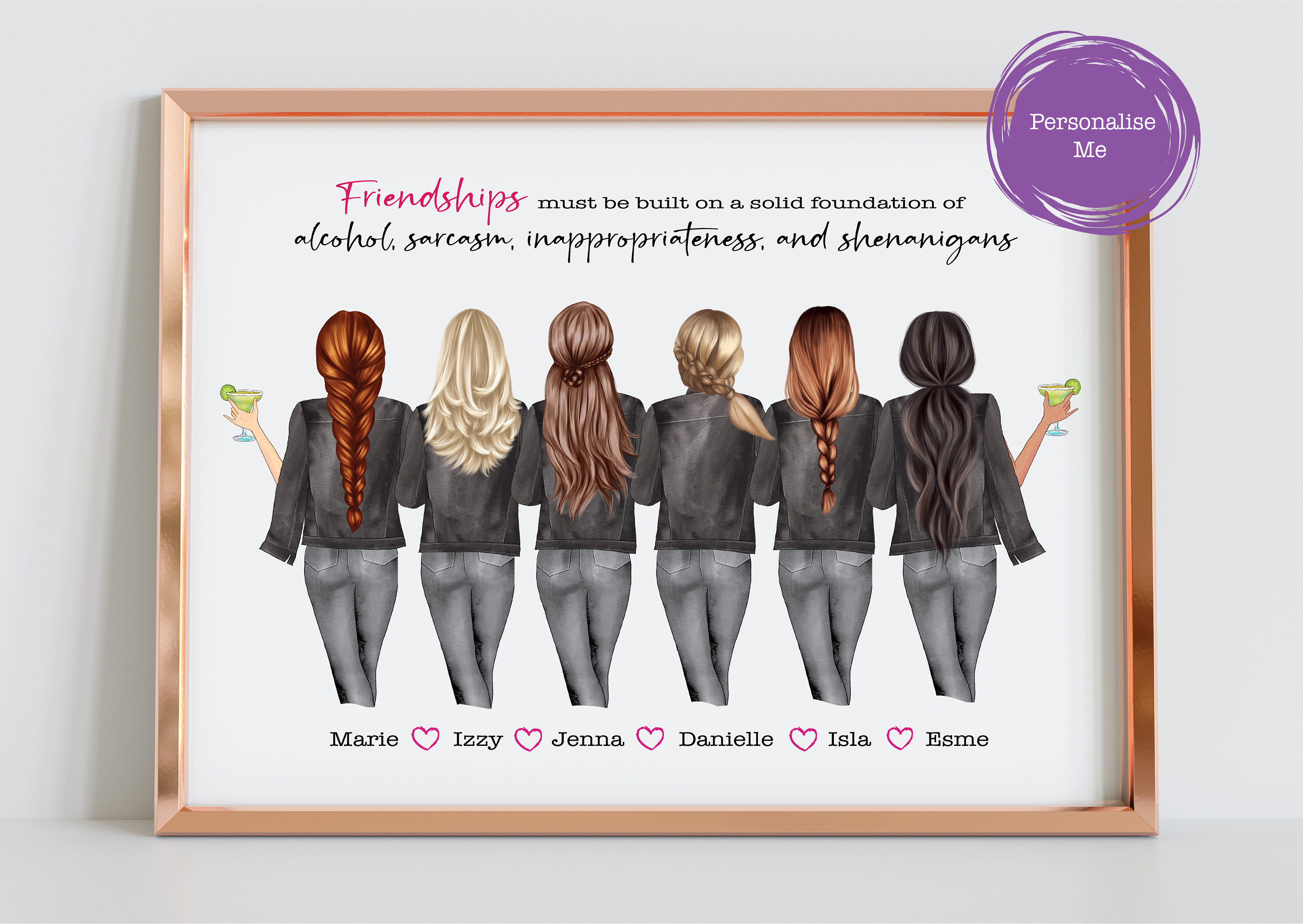 Personalised Friendship Print , BFF Custom Gift , Special Birthday ...