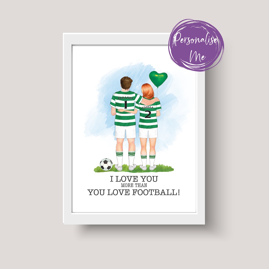 Personalised Celtic Valentines Football Print, Valentines Football ...