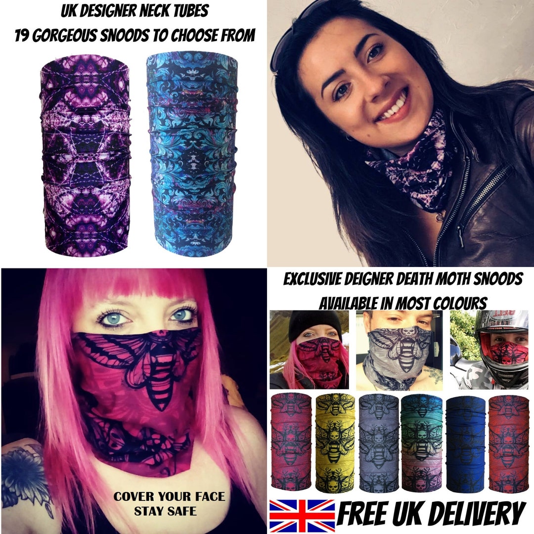 Exclusive UK Designer Face Coverings, Neck Gaiter, Washable, Neck Tube ...