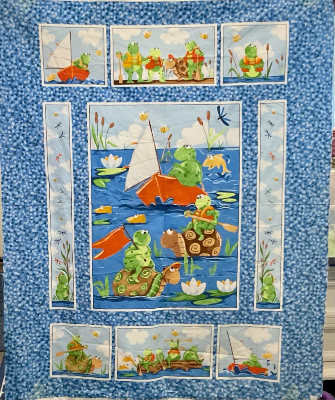 Frogs in the Water Fabric Panel by Suzy Bee - Etsy