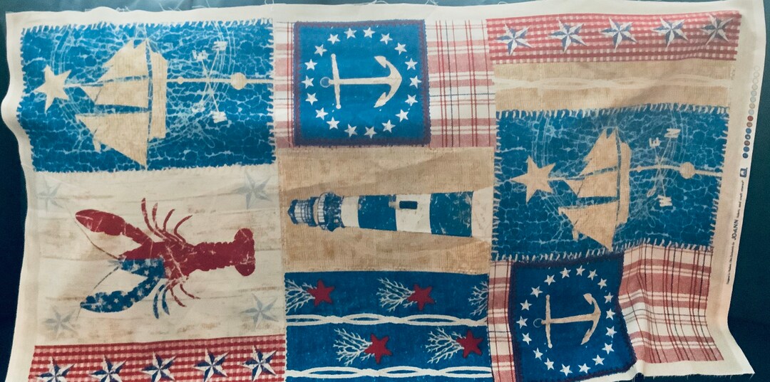 6.00 SALE - Nautical Patchwork Panel - Etsy