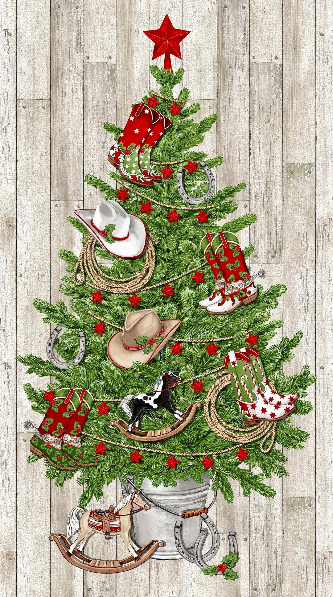 Cowboy Howdy Christmas Tree New Panel - Cowboy Up - Etsy