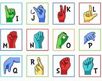 Sign Language Pink Letters Fabric Sign Language Alphabet by - Etsy