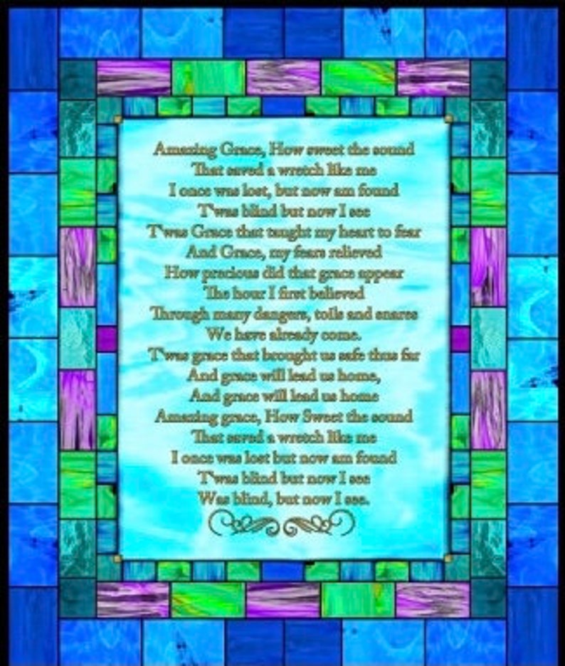 Amazing Grace Stain Glass Digital Panel by QT Fabrics - Etsy