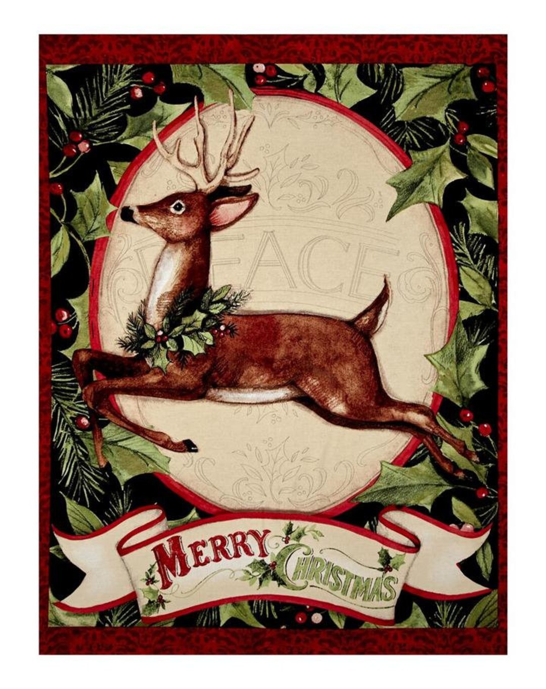Woodland Deer Christmas Panel - Etsy